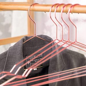 SPECILITE Metal Hangers 30 Pack Heavy Duty, Strong Wire Clothes Hangers with Notches, Space Saving Hangers Bulk for Standard Size Coats, Shirts, Suits, Pants, Shiny Rose Gold