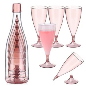 niceshop foldable plastic champagne wine glasses set of 5, reusable, foldable wine glasses with storage bottles, easy to carry, suitable for outdoor, camping, and travel, each 6.5 ounce pink.