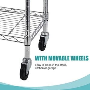 BELANITAS 5 Shelf Adjustable Storage Shelves, Heavy Duty Shelving Storage Units on Wheels Casters Steel Shelves for Storage Unit Metal Shelf Wire Rack, 59" L x 18" W x 71" H,Chrome