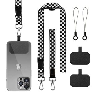 maxcury cellphone lanyard, hand strap for keys, 1 × adjustable crossbody lanyard, 1 × wrist car key holder, 2 × string, 2 × phone tether tab, shoulder neck strap with metal hook holder for women & men