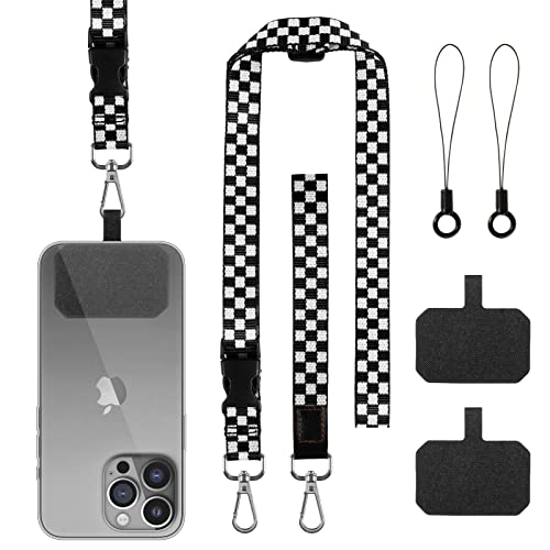 MAXCURY Cellphone Lanyard, Hand Strap for Keys, 1 × Adjustable Crossbody Lanyard, 1 × Wrist Car Key Holder, 2 × String, 2 × Phone Tether Tab, Shoulder Neck Strap with Metal Hook Holder for Women & Men