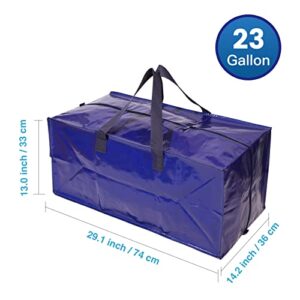 6 Pack Moving Bags Heavy Duty Extra Large with Reinforced Handles & Backpack Straps & Zippers, Storage Totes Moving Totes for Space Saving, Waterproof Packing Bags for Moving, Camping, Traveling, 90L