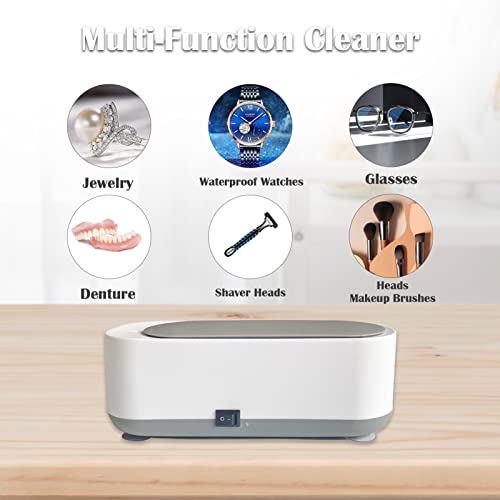 Ultrasonic Jewelry Cleaner Machine, 45KHz Portable and Low Noise Ultrasonic Machine for Jewelry, Ring, Earrings, Necklace, Silver, Retainer, Eyeglass, Watches, Coins, Razors