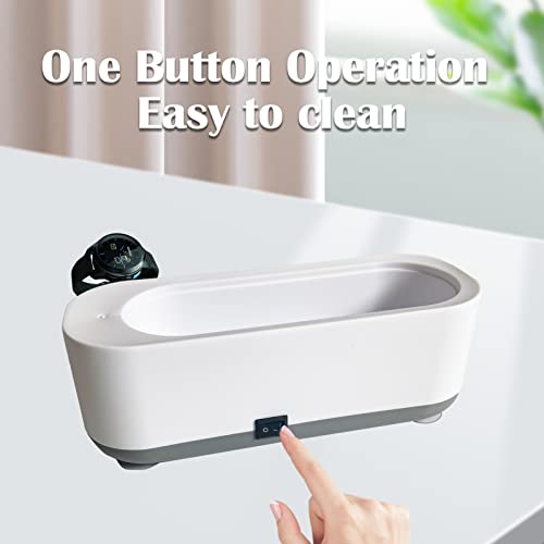 Ultrasonic Jewelry Cleaner Machine, 45KHz Portable and Low Noise Ultrasonic Machine for Jewelry, Ring, Earrings, Necklace, Silver, Retainer, Eyeglass, Watches, Coins, Razors