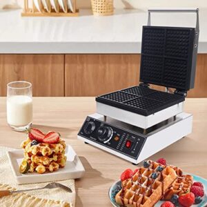 SNKOURIN Commercial Waffle Maker,4 Pieces Nonstick Electric Waffle Maker Stainless Steel 110V Temperature and Time Control Belgian Waffle Maker for Bakery,Restaurant,Snack Bar or Home