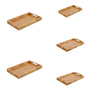 Ochine Bamboo Serving Tray with Handles Rectangular Wooden Breakfast Food Trays Natural Wood Tea Coffee Tray Decorative Counter Table Tray for Home Office Kitchen Bathroom and Weddings Parties 1 Pack