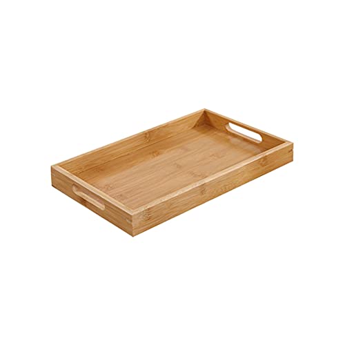 Ochine Bamboo Serving Tray with Handles Rectangular Wooden Breakfast Food Trays Natural Wood Tea Coffee Tray Decorative Counter Table Tray for Home Office Kitchen Bathroom and Weddings Parties 1 Pack