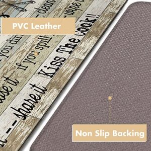 HomeStretch Kitchen Mat Set of 2, Kitchen Rugs Anti-Fatigue Non-Slip Kitchen Floor Mats Waterproof Standing Mat with Sayings, Warming Gifts for Kitchen Decor, 17"x 30"+17"x 47"