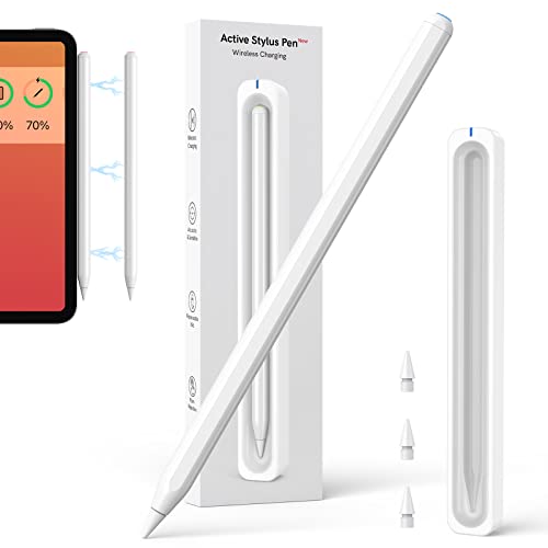 Stylus Pen with Wireless Charging - Active Apple Pencil Compatible with iPad Pro 11/12.9, iPad 6/7/8/9/10th Gen, iPad Air 3/4/5, iPad Mini 5/6th Gen for Precise Writing/Drawing