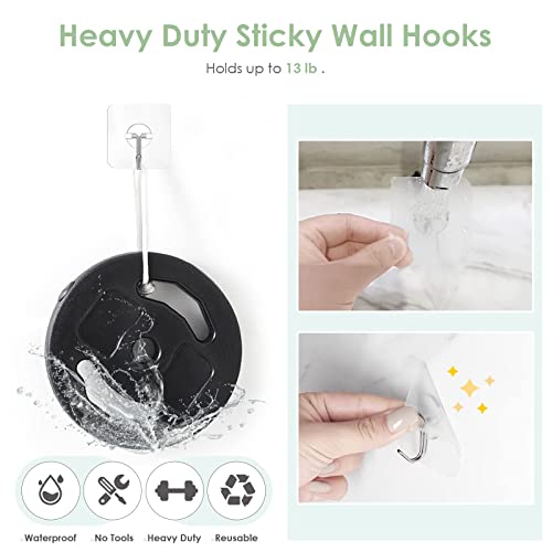 MEILIDY Adhesive Hooks, Transparent Self Adhesive Wall Hooks Heavy Duty Removable Waterproof Clear Plastic Sticky Hooks Seamless Utility Hooks for Bathroom Shower Kitchen Ceiling - 12 Pcs