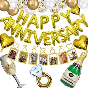 happy anniversary decorations happy anniversary banner happy anniversary balloons 1th, 20th, 30th, 40th, 50th, 60th anniversary decorations for party romantic wedding marriage anniversary backdrop