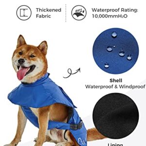 Wantdo Large Dog Padded Rain Jacket Waterproof Warm Winter Jacket Refletive Size 23 Blue