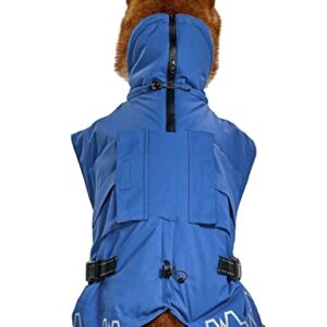 Wantdo Large Dog Padded Rain Jacket Waterproof Warm Winter Jacket Refletive Size 23 Blue