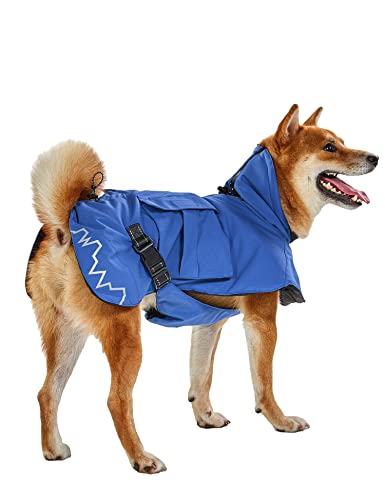 Wantdo Large Dog Padded Rain Jacket Waterproof Warm Winter Jacket Refletive Size 23 Blue