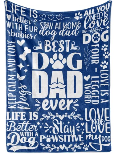 InnoBeta Dog Dad Flannel Fleece Blankets Throws for Dog Lovers, Best Dog Dad Ever Gifts, Perfect for Father's Day Birthday Christmas Thanksgiving, Purple, 50" x 65"