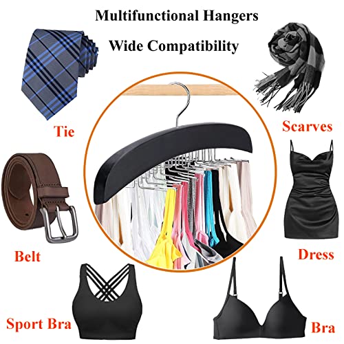 Tank Top Hanger Space Saving, 24 Large Capacity, Bra Hanger Organizers for Cami Tops, Ekezon 360° Rotating Foldable Metal Hooks Camisoles Hangers for Scarfs, Bras, Bathing Suits, Belts, Ties (Black)