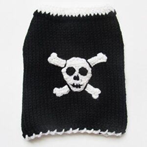 Skull Dog Sweater Black Halloween Dog Clothes Tiny Teacup Dog Clothing Yorkie Chihuahua Dog Costume Puppy Outfits Male Female (XXXS), Black, White