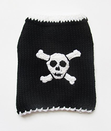 Skull Dog Sweater Black Halloween Dog Clothes Tiny Teacup Dog Clothing Yorkie Chihuahua Dog Costume Puppy Outfits Male Female (XXXS), Black, White