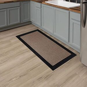 Twill Kitchen Mat Kitchen Rugs Set of 2 Kitchen Rugs and Mats Non Skid Washable Farmhouse Kitchen Floor Mats for in Front of Sink Heavy Duty Standing Mat Kitchen Mats for Floor Fridge Indoor Black