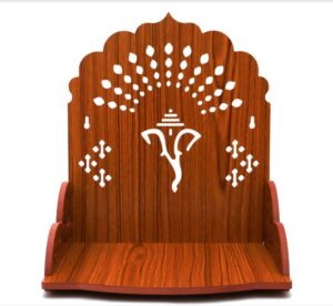 wooden temple wall mounted hanging table top pooja mandir god stand shelf for home office and gifting (ganesh)