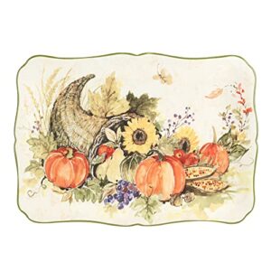 certified international harvest morning rectangular platter, 14'' x 10'', multicolor