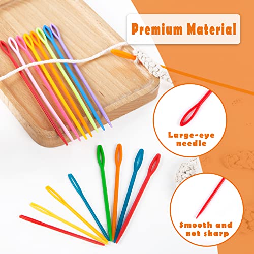 LOVEINUSA 100PCS Plastic Needles for Kids, Large Eye Yarn Needles Kids Colorful Weaving Needles for DIY Stitchery Plastic Sewing Needles Tapestry