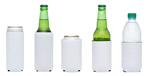 SNERTZ 15 Pack Slim Can Cooler White Blank DIY Sublimation Durable Neoprene Insulated Skinny Beer, Seltzer Can Holder Cooler Coolies Fits 12oz Cans