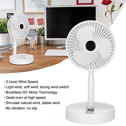 Heayzoki Portable Folding Fan 3 Speed Adjustable Foldable Desk Fan with Rechargeable Battery Oscillating Fan for Home Kitchen Outdoor Camping