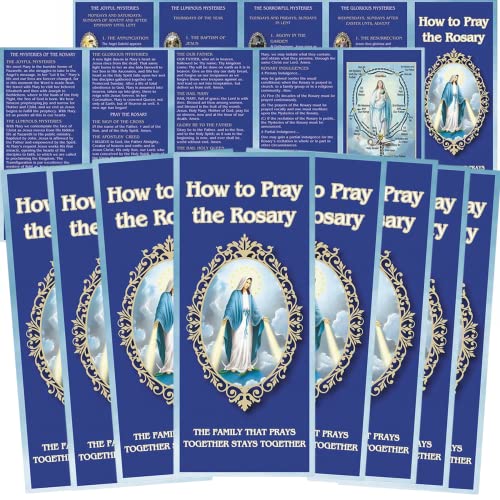 How to Pray The Rosary Pamphlet, Paper Booklet for Beginners, Sunday School Learning, Pack of 10 (13 Inch (W) and 6 Inch (H))