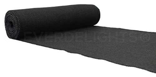 CleverDelights 14" Black Burlap Roll - Finished Edges - 10 Yards - Jute Burlap Fabric