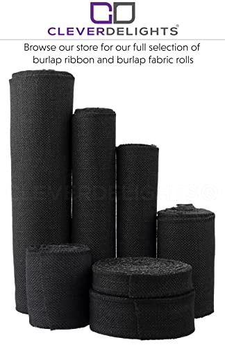 CleverDelights 14" Black Burlap Roll - Finished Edges - 10 Yards - Jute Burlap Fabric