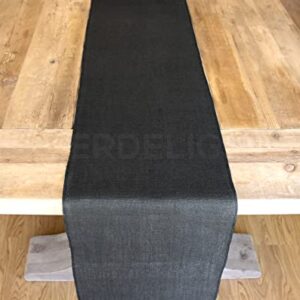 CleverDelights 14" Black Burlap Roll - Finished Edges - 10 Yards - Jute Burlap Fabric