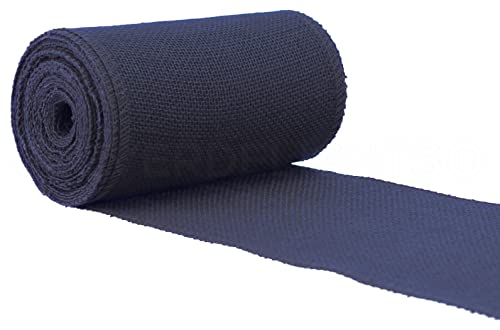 CleverDelights 6" Navy Burlap Roll - Finished Edges - 10 Yards - Jute Burlap Fabric