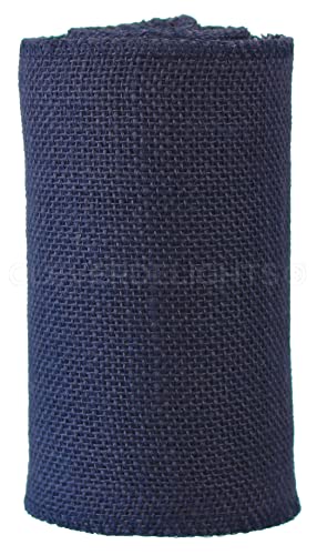 CleverDelights 6" Navy Burlap Roll - Finished Edges - 10 Yards - Jute Burlap Fabric