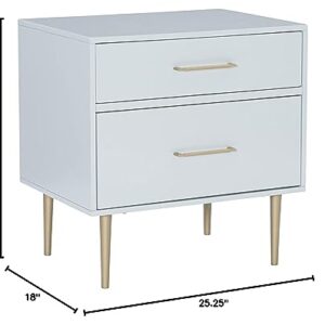 Linon Modern Ice Blue Gold Hardware Lennon Two Drawer Nightstand