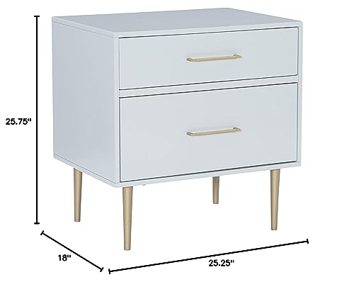 Linon Modern Ice Blue Gold Hardware Lennon Two Drawer Nightstand