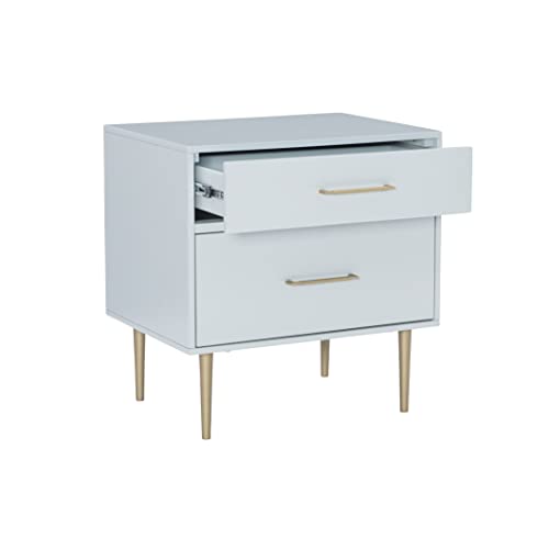 Linon Modern Ice Blue Gold Hardware Lennon Two Drawer Nightstand