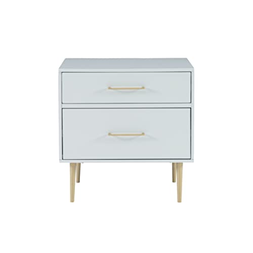 Linon Modern Ice Blue Gold Hardware Lennon Two Drawer Nightstand