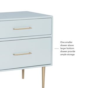 Linon Modern Ice Blue Gold Hardware Lennon Two Drawer Nightstand