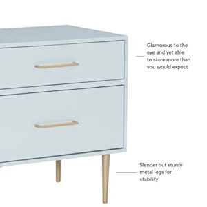 Linon Modern Ice Blue Gold Hardware Lennon Two Drawer Nightstand