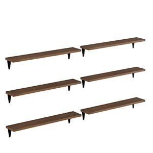 wallniture arras floating shelves for wall, bookshelves & wall storage shelves for living room decor, office, bedroom walnut 24" bookshelf set of 6