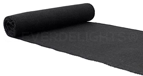 CleverDelights 12" Black Burlap Roll - Finished Edges - 5 Yards - Jute Burlap Fabric