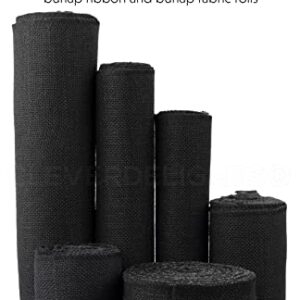 CleverDelights 12" Black Burlap Roll - Finished Edges - 5 Yards - Jute Burlap Fabric