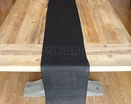 CleverDelights 12" Black Burlap Roll - Finished Edges - 5 Yards - Jute Burlap Fabric