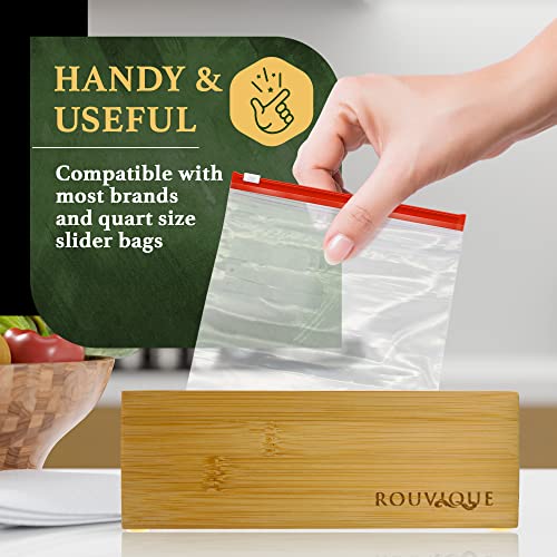 ROUVIQUE Ziplock Bag Organizer, Premium Bamboo Plastic Bag Holders, Baggie Organizer For Drawer, Gallon, Quart, Snack, & Sandwich Plastic Bag Organizer and Dispenser, 12 x 13 x 3 Inches, 4 Pieces