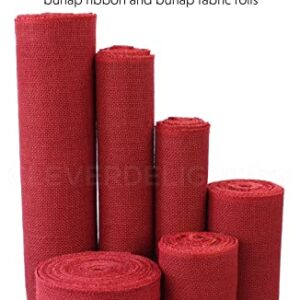 CleverDelights 9" Red Burlap Roll - Finished Edges - 5 Yards - Jute Burlap Fabric