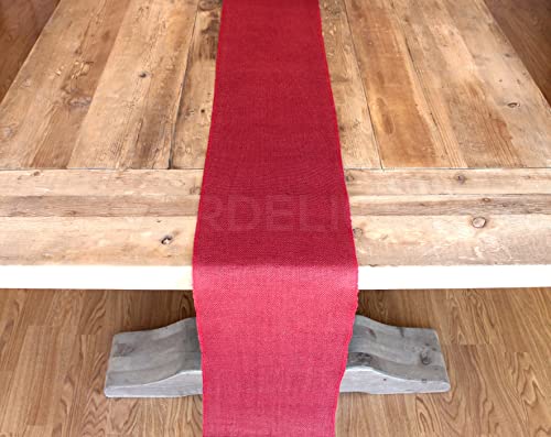 CleverDelights 9" Red Burlap Roll - Finished Edges - 5 Yards - Jute Burlap Fabric