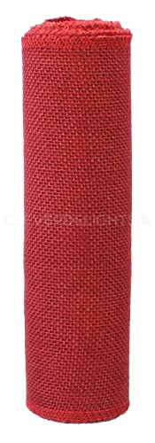 CleverDelights 9" Red Burlap Roll - Finished Edges - 5 Yards - Jute Burlap Fabric