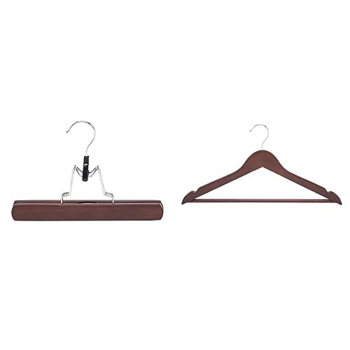 Amazon Basics Wooden Pants Hangers - Cherry, 20-Pack & Amazon Basics Wood Suit Clothes Hangers - Cherry, 20-Pack