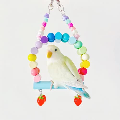 Barn Eleven Parrot Swing Toy Bird Supplies Hammock Swing Sling Six-Step Ladder Climb Budgie Lovebird Perch Ladder Nibble and Climb (B)